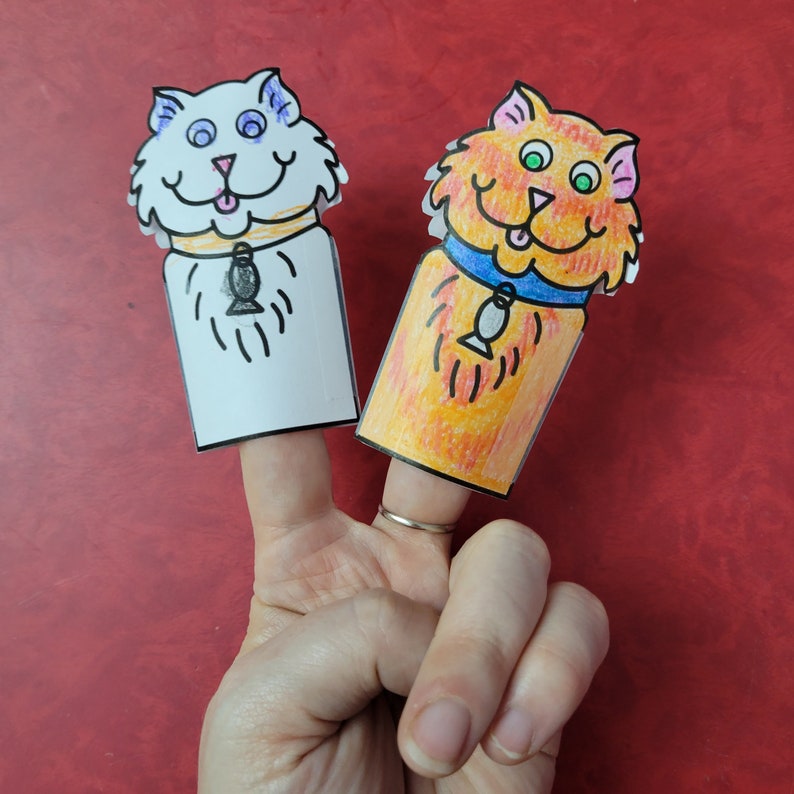 Cat Fun, Paper Bag Puppets and Finger Puppets With Color Sheet - Etsy