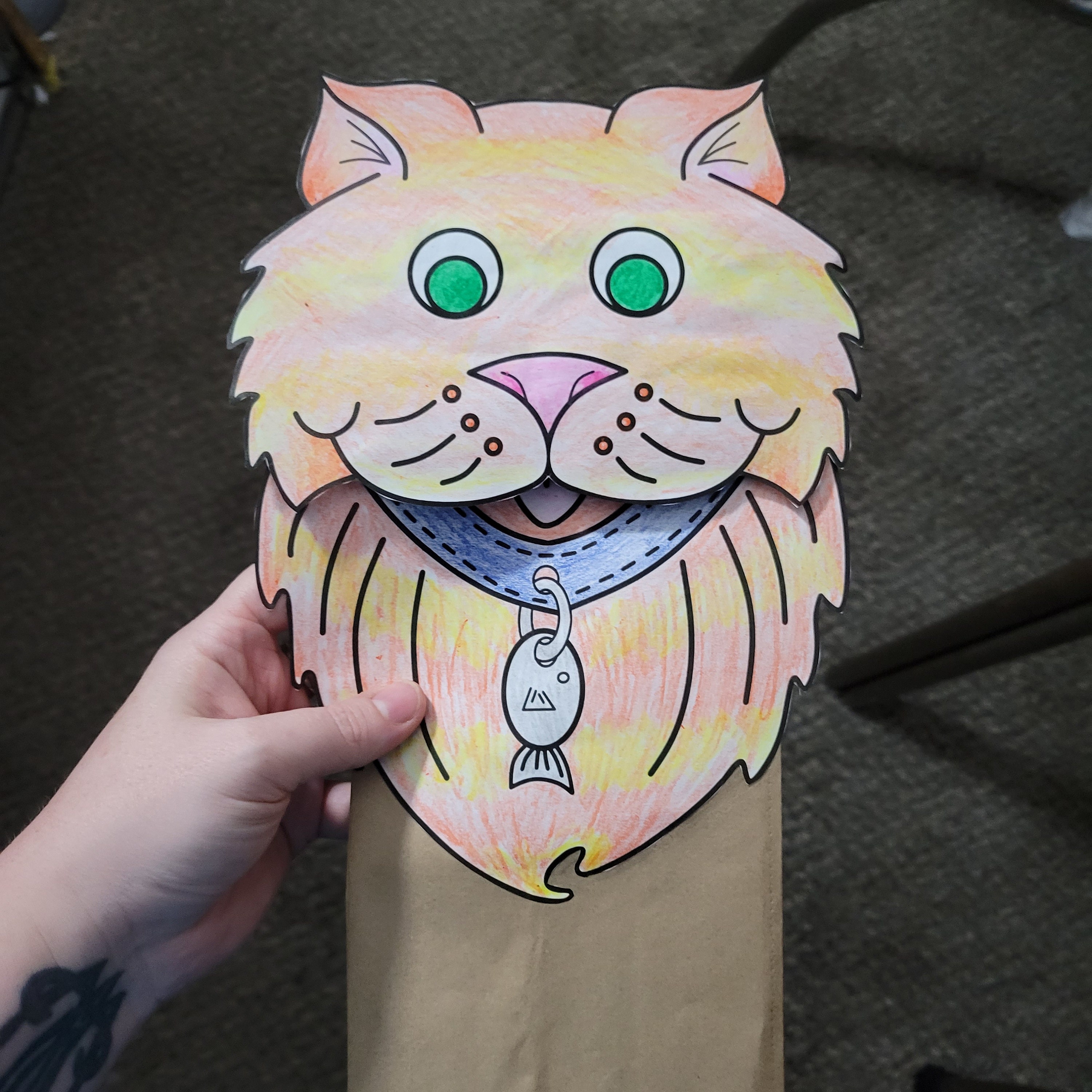 Cat Fun, Paper Bag Puppets and Finger Puppets With Color Sheet - Etsy