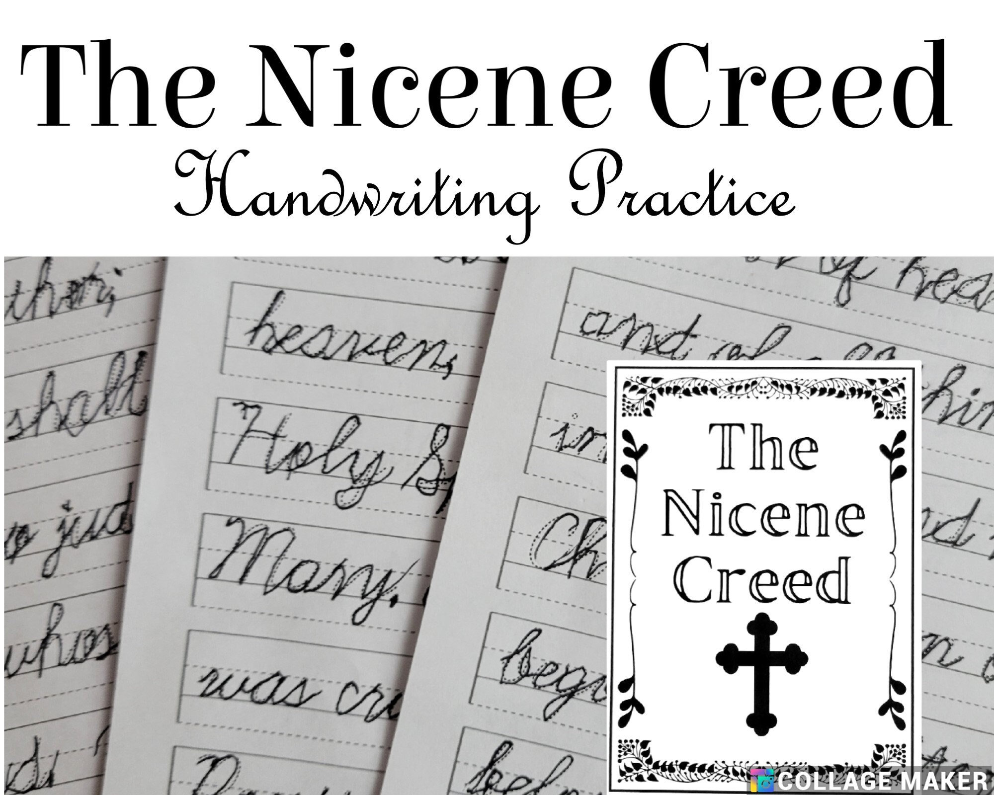 The Nicene Creed Handwriting Practice, Cursive Worksheets for ...