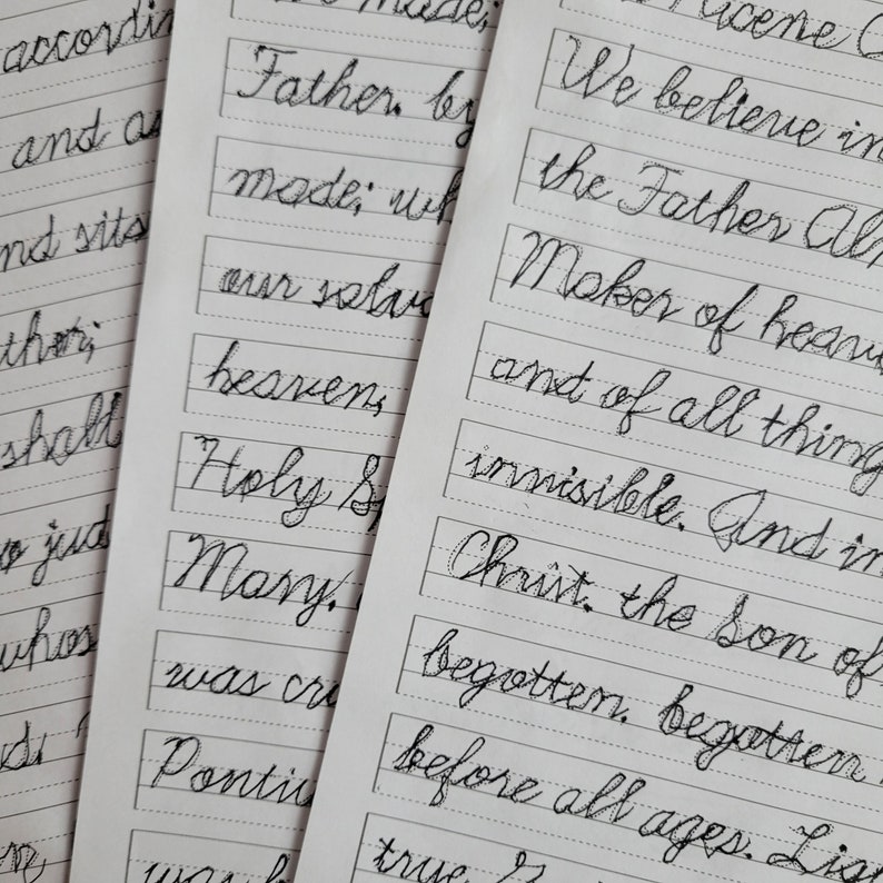 The Nicene Creed Writing Practice, PRINT and CURSIVE Worksheets for ...