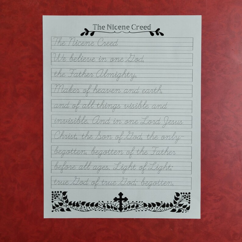 The Nicene Creed Writing Practice, PRINT and CURSIVE Worksheets for ...