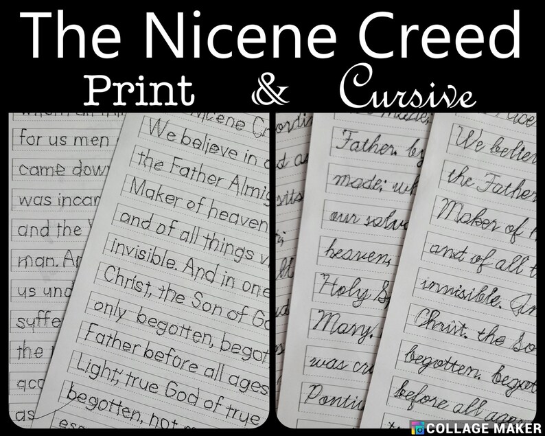 The Nicene Creed Writing Practice, PRINT and CURSIVE Worksheets for ...
