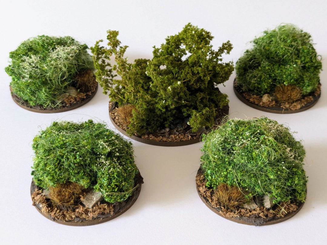 Set of 5 Miniature Bushes for Games Workshop Tabletop Gaming 25mm-32mm ...