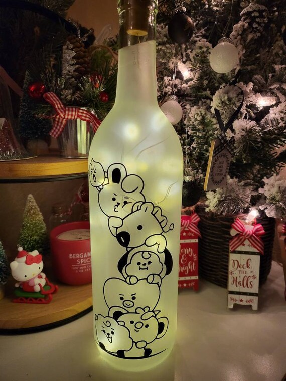 BT21 lit up wine bottle decor//BTS//Army//kpop//bangtan by AJz ...