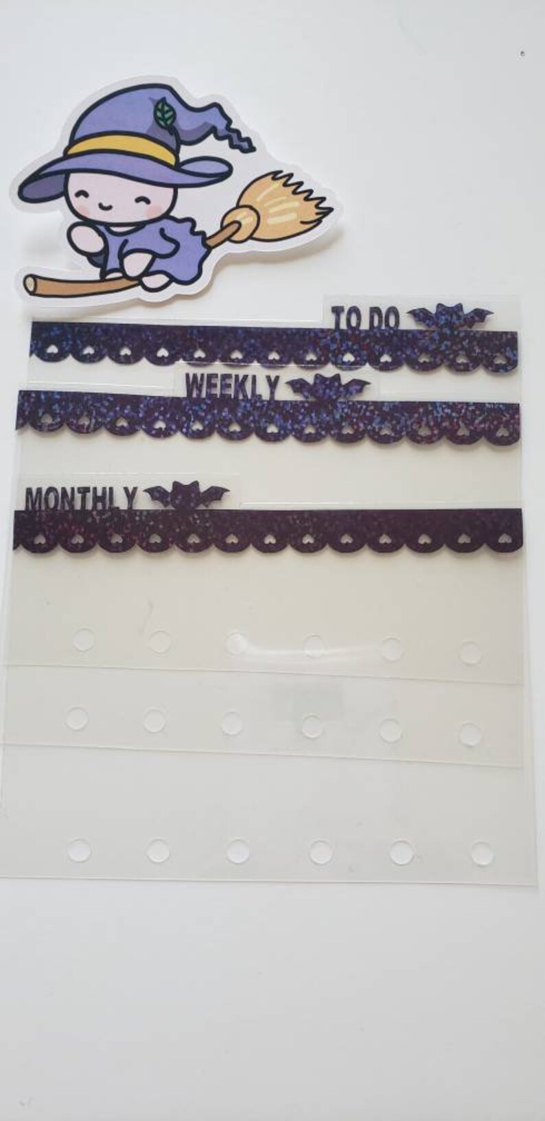 Bat Planner Dividers/black Holo Tabs/sparkly - Etsy