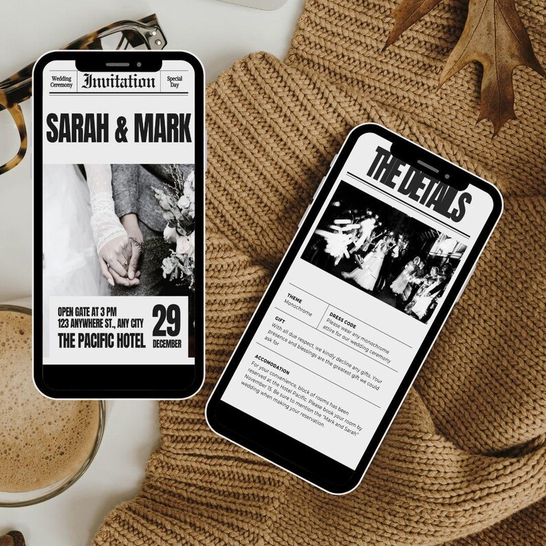 Minimalist Electronic Wedding Invitation With RSVP, Digital Wedding ...