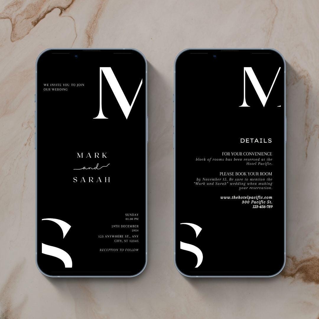 Minimalist Electronic Wedding Invitation, Editable Wedding Digital ...