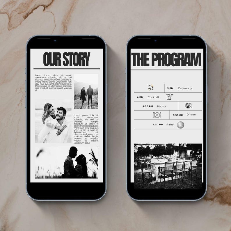 Minimalist Electronic Wedding Invitation With RSVP, Digital Wedding ...