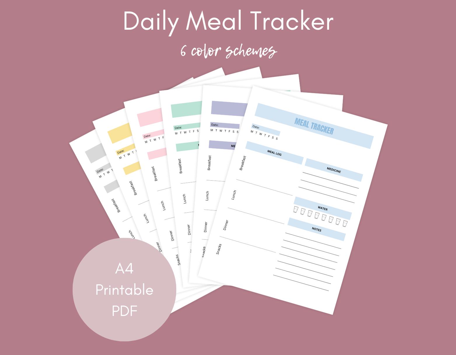 Daily Diet Tracker Printable Allergy Friendly Digital Meal Planner in 6 ...