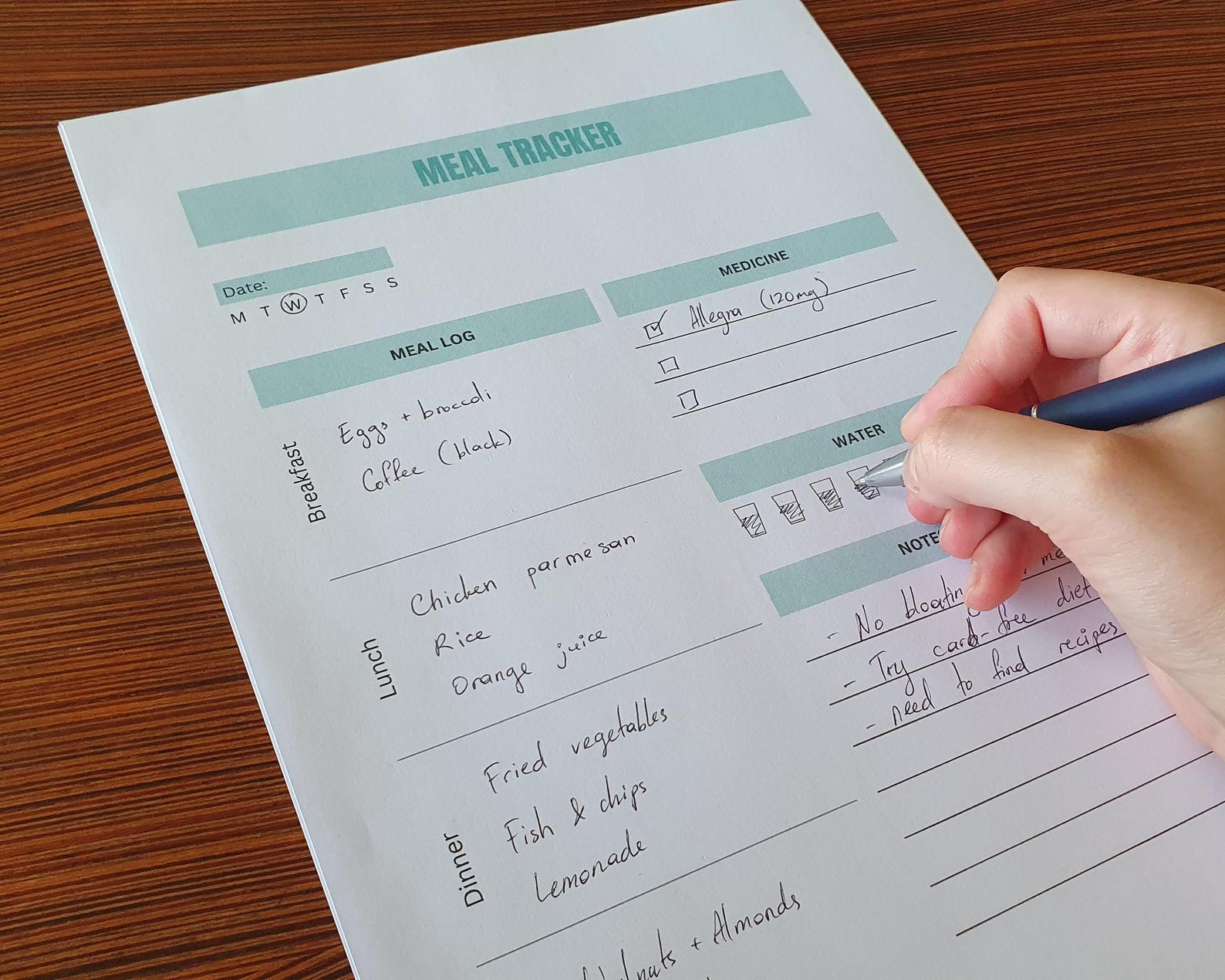 Daily Diet Tracker Printable Allergy Friendly Digital Meal Planner in 6 ...