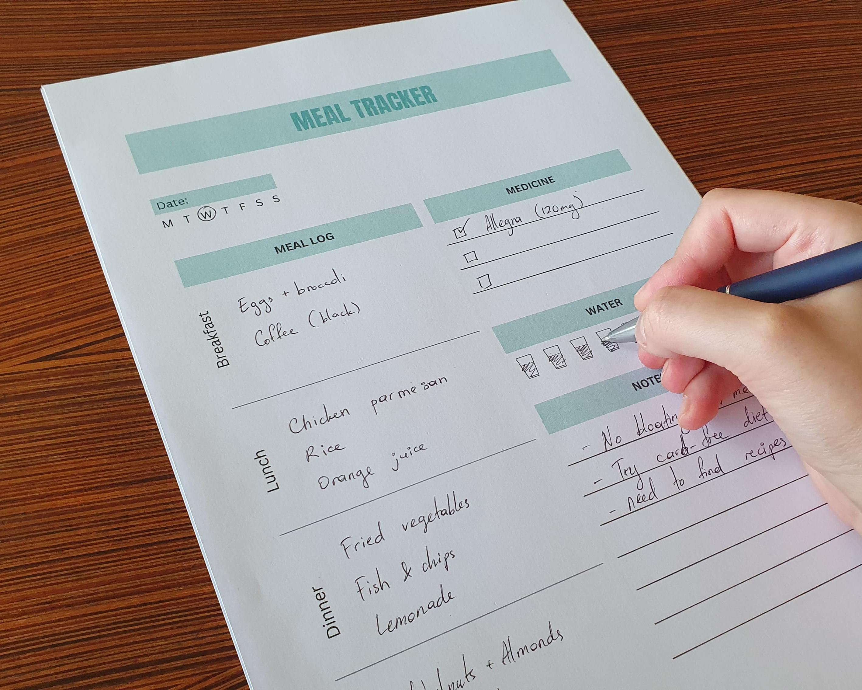 Daily Diet Tracker Printable Allergy Friendly Digital Meal Planner in 6 ...