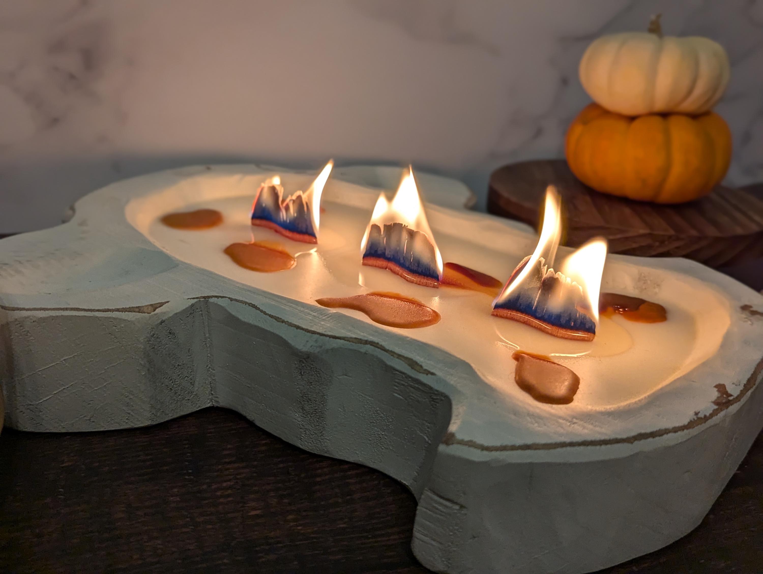 Farmhouse Dough Bowl Cow Candle, White Dough Bowl, Rustic Candle, Cow ...