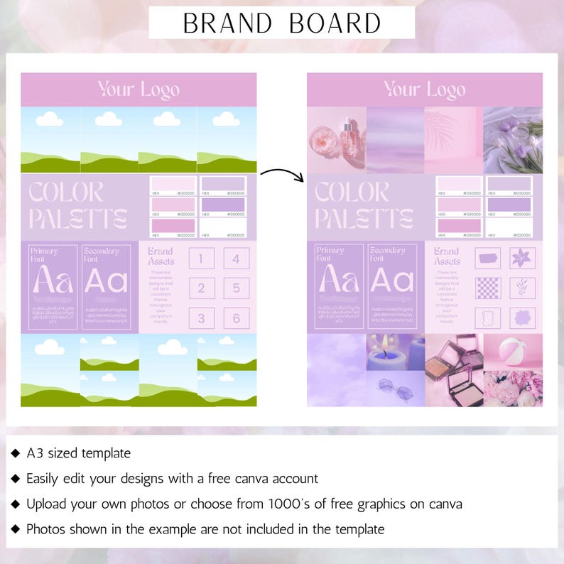 Pastel Pink Brand Kit: Mood Board, Brand Board, Style Guide & More ...