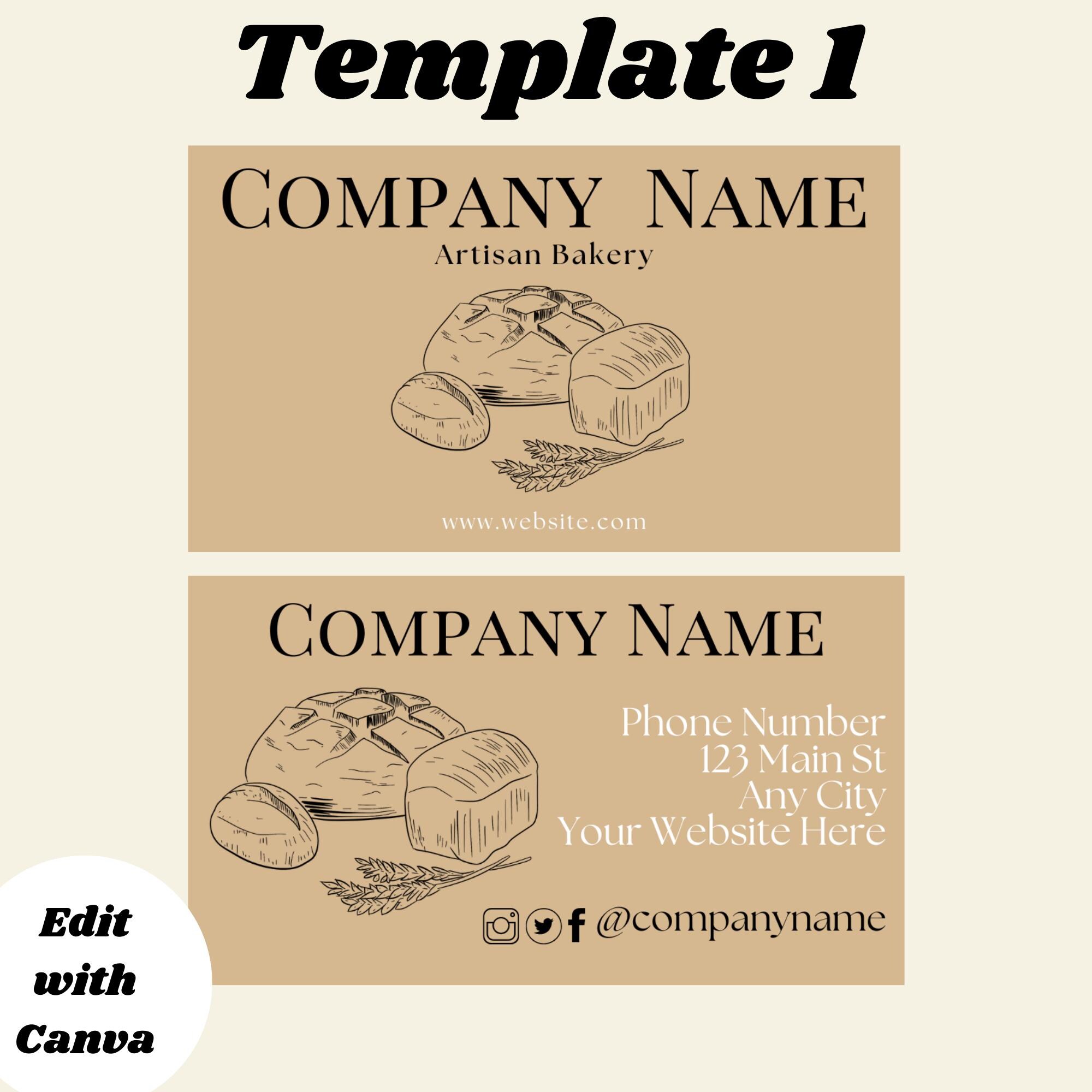 Bread Baking Business Card Template, Sourdough Business Card, Bakery ...