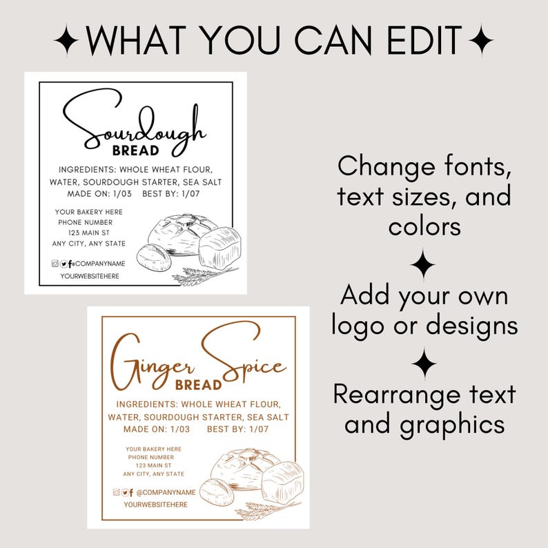 Editable Sourdough Label | Cottagecore Canva Template | Cottage Food ...