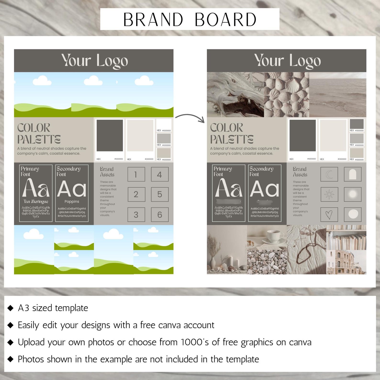 Neutral Brand Kit Canva Template: Style Guide, Mood Board & Instagram ...