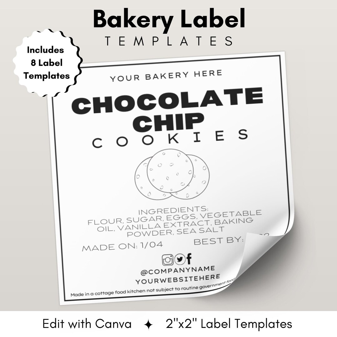 Editable Cottage Food Label Bundle | Bakery Labels With Pictures ...