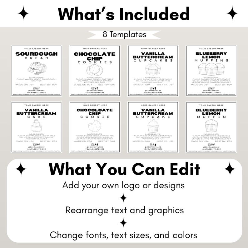Editable Bakery Label Bundle | Cottage Food Stickers | Baking Business ...