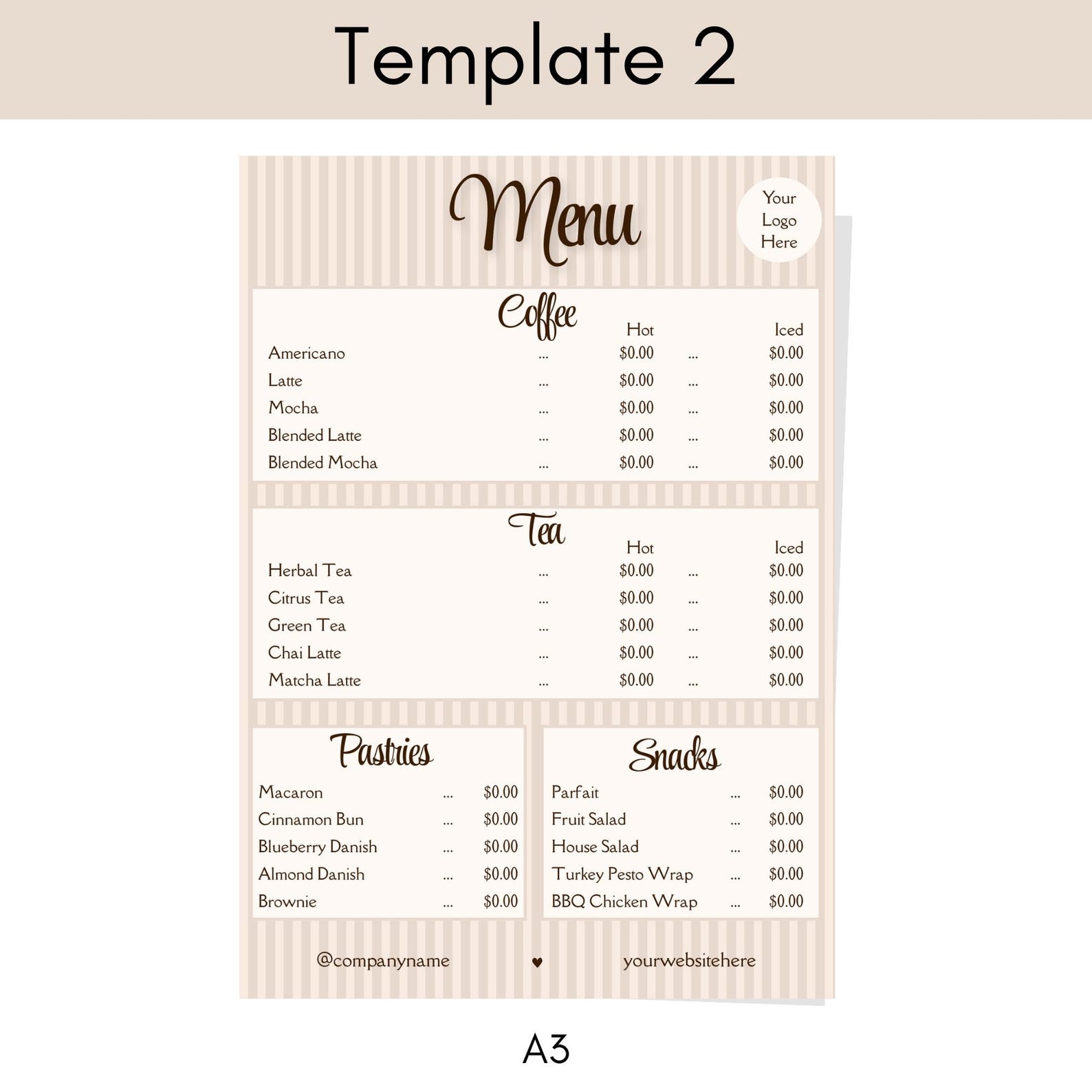Editable Coffee Shop Menu | Cafe Price List Canva Template | Digital ...