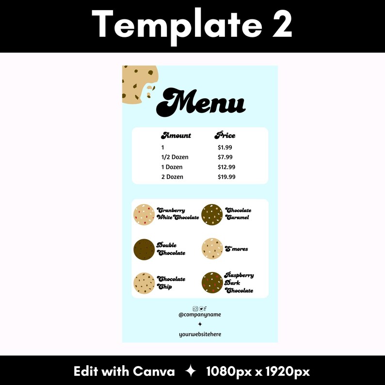 Cookie Price List Canva Template | Editable Bakery Menu List ...