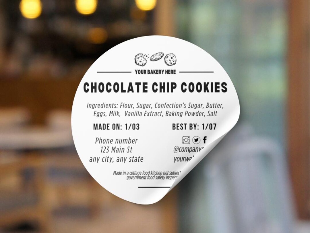 Editable Bakery Label Template: Cottage Food Ingredient Stickers (canva ...