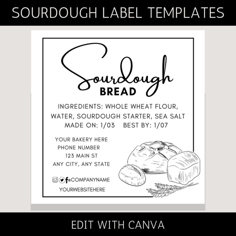 Editable Sourdough Label | Cottagecore Canva Template | Cottage Food ...