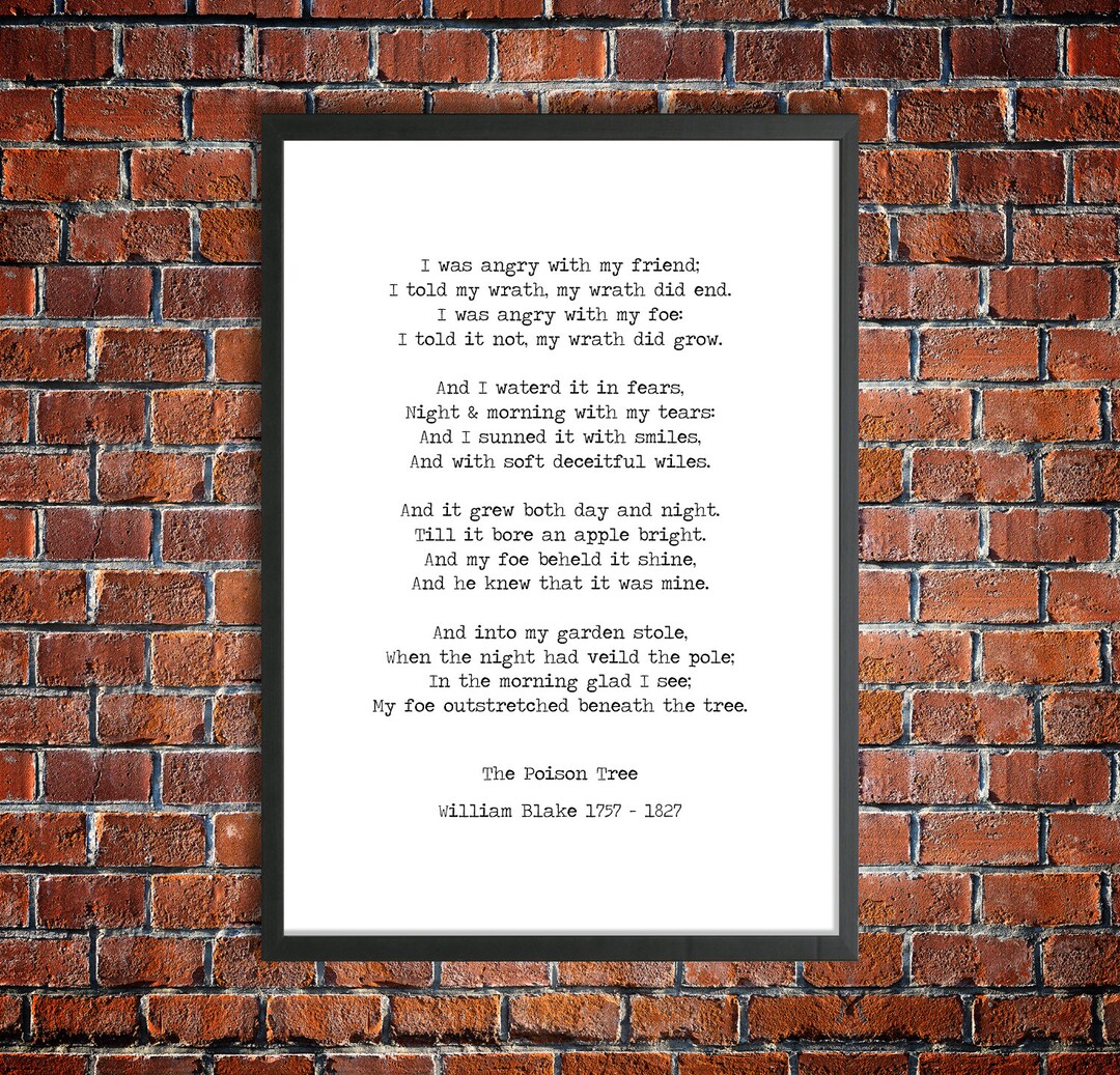 William Blake 'the Poison Tree' Printable Poetry Instant Download ...