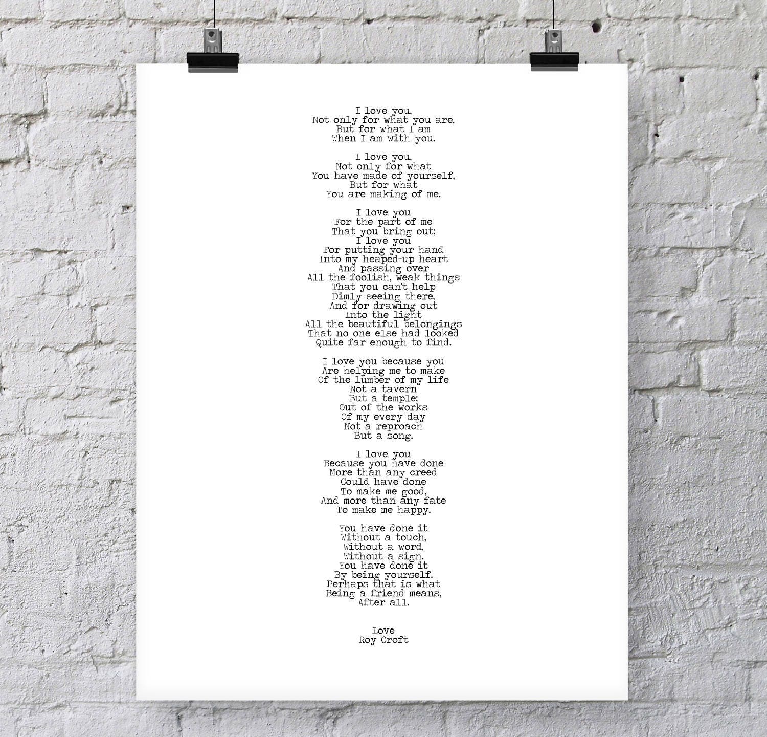 Roy Croft Printable Love Poetry 'I Love You' Instant Download Romantic ...