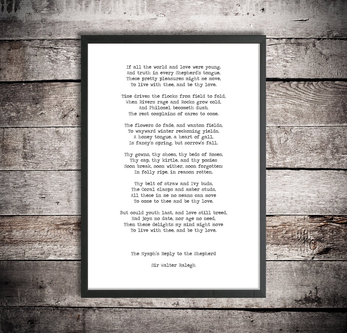 Walter Ralegh Printable Love Poem 'the Nymphs Reply' Download Poetry ...