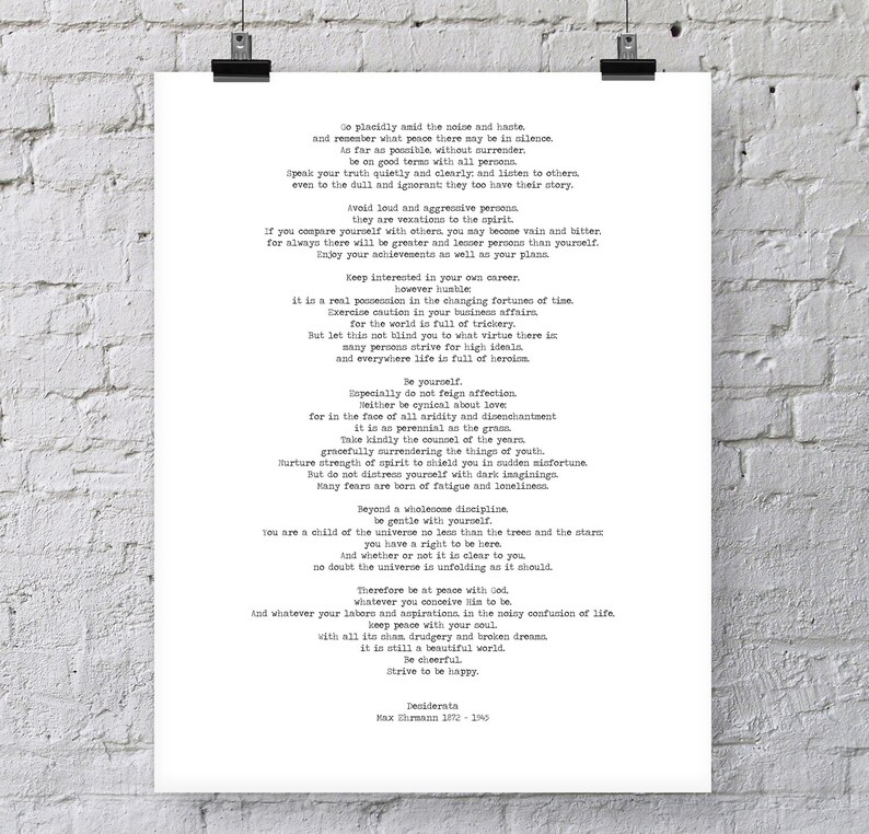 Max Erhmann Printable Poem 'desiderata' Instant Download Wisdom Poster ...