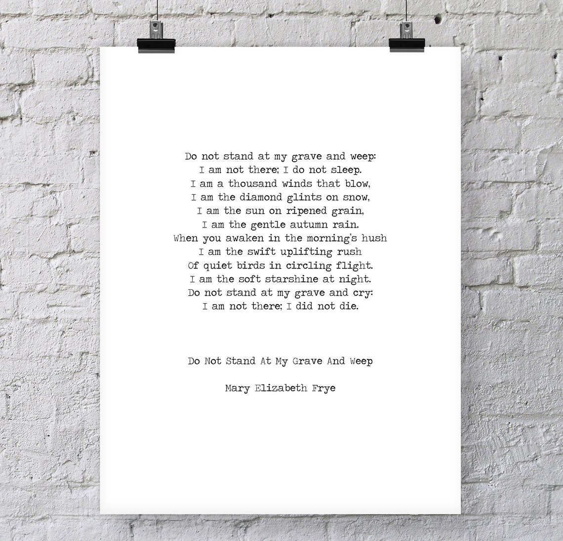 Do Not Stand at My Grave Printable Poem Mary Elizabeth Frye - Etsy Israel