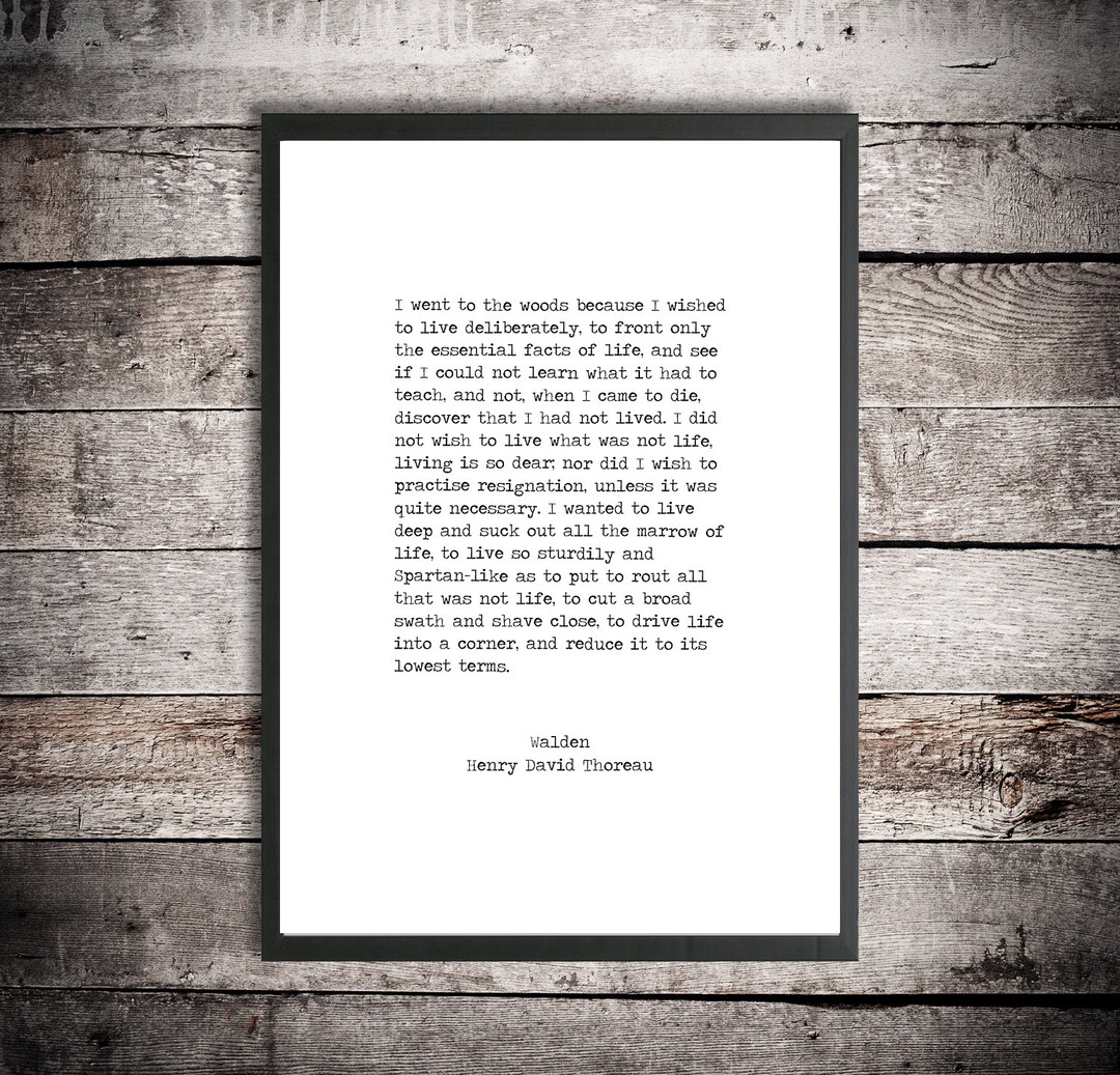 Henry David Thoreau Hand Typed Printable Quote 'walden I Went to the ...