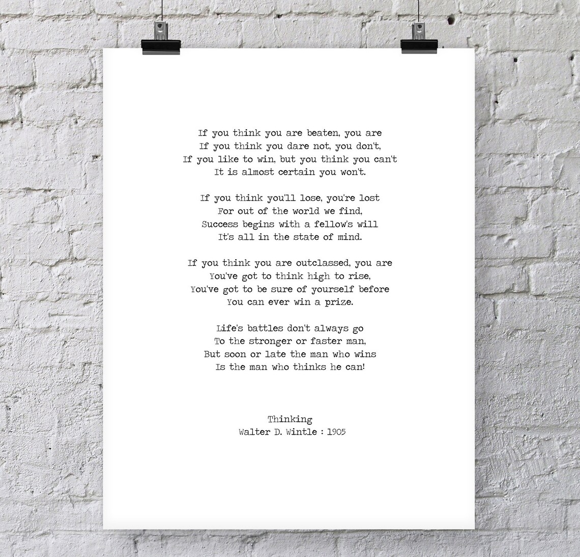 Walter D. Wintle Printable Download Poem 'thinking' Instant Digital ...