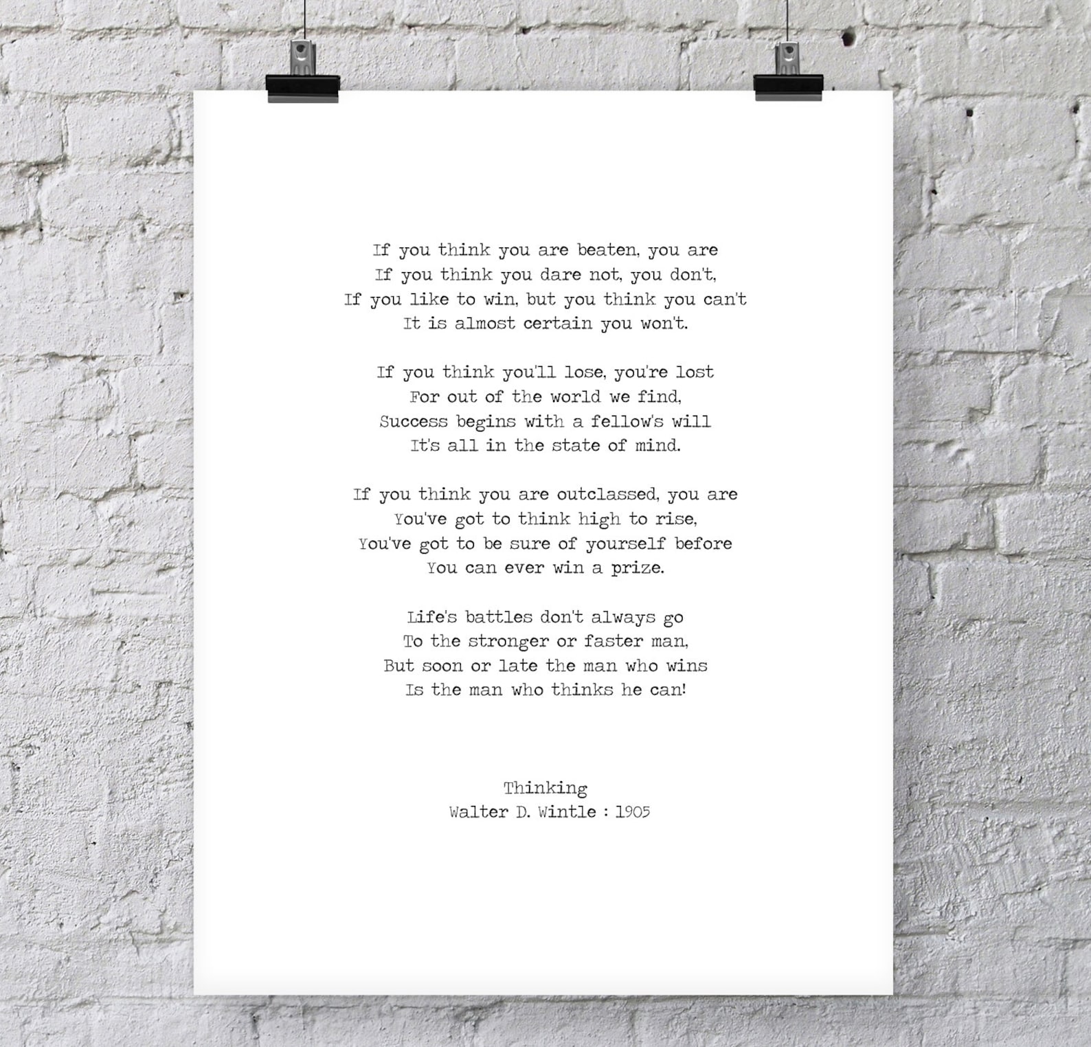 Walter D. Wintle Printable Download Poem 'thinking' Instant Digital ...