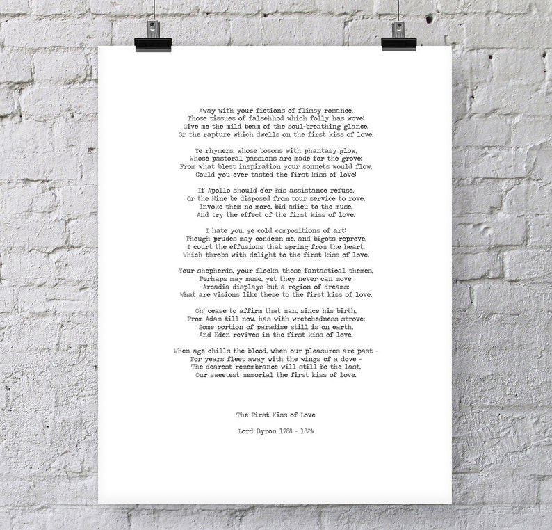 Lord Byron Romantic Poetry Printable Download 'the First | Etsy
