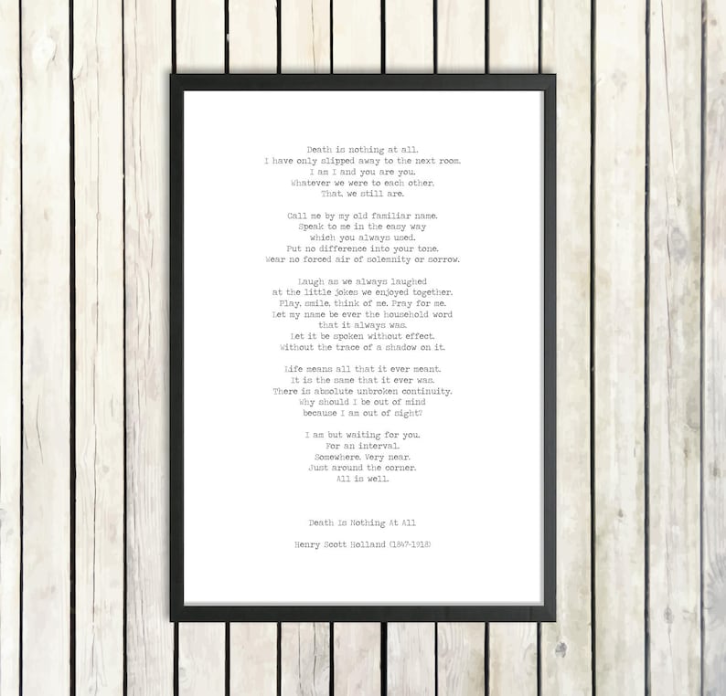 Henry Scott Holland 'all is Well' Instant Download Printable Poem ...