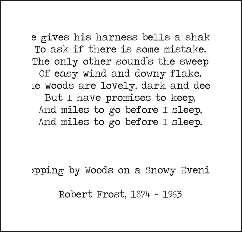 Robert Frost Instant Printable Poem 'Promises to Keep' | Etsy