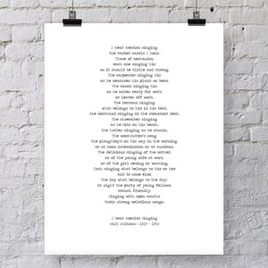 Walt Whitman Printable Poem 'america Singing' Instant Download Poetry ...