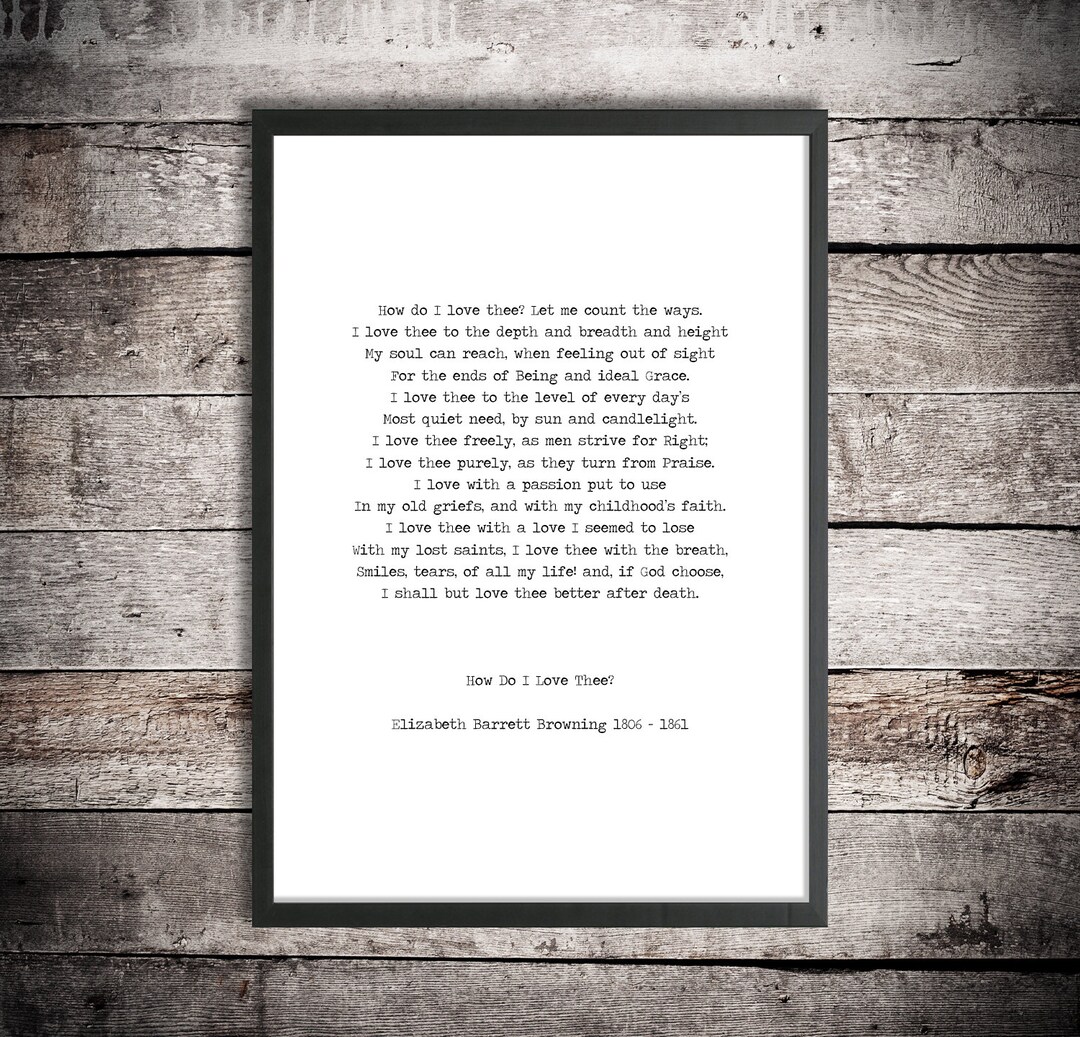 Printable Love Poem 'how Do I Love Thee?' Elizabeth Browning Instant ...