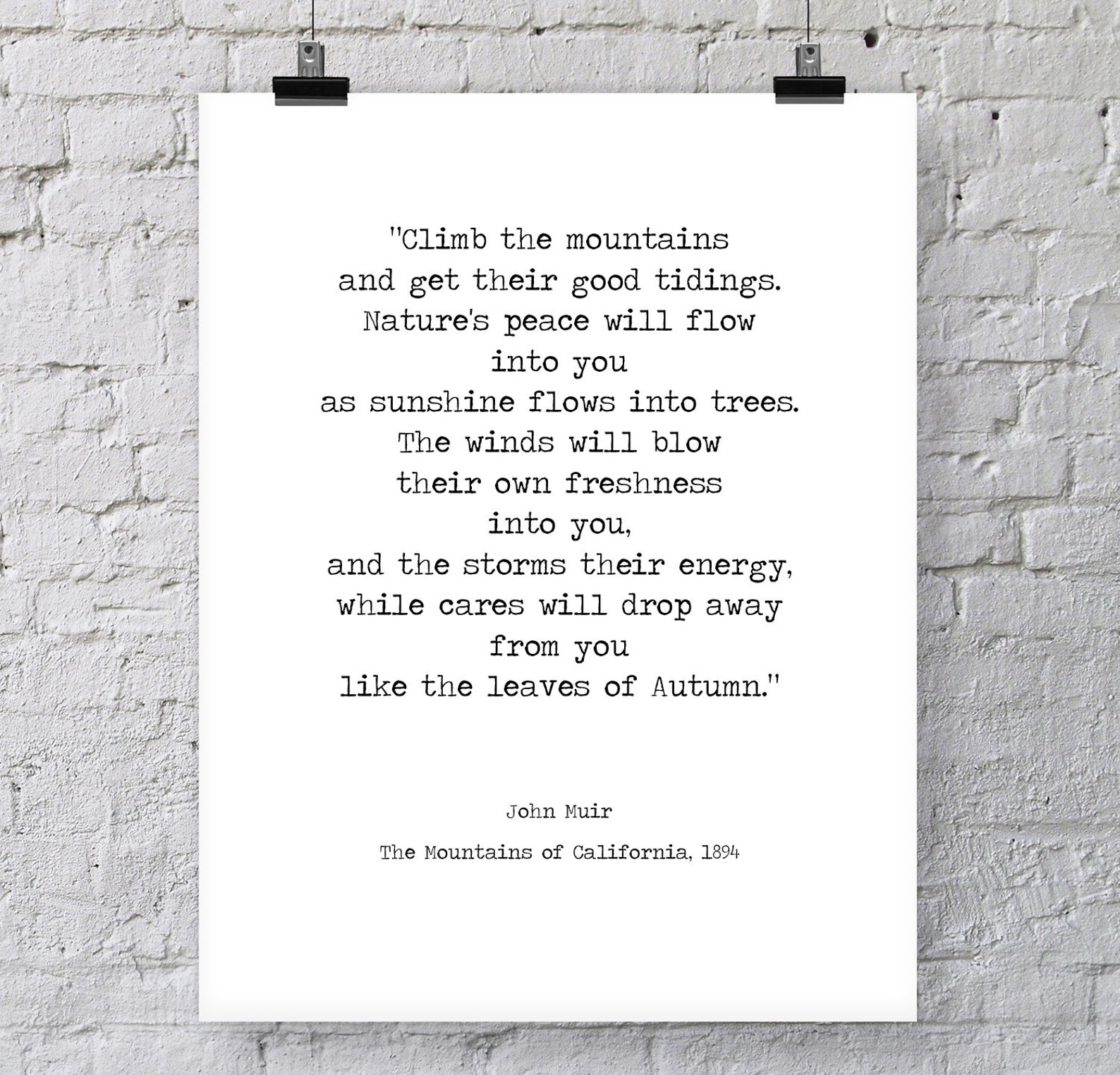 John Muir Quote Print, Nature Download Poster, Climb the Mountains ...