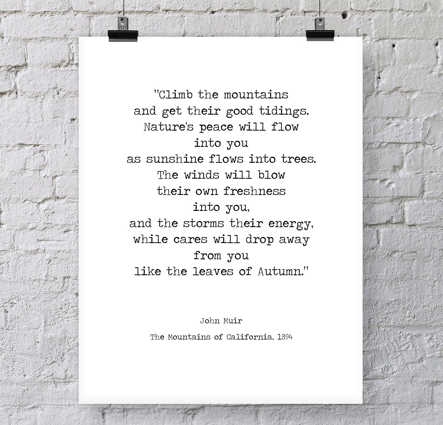 John Muir Quote Print, Nature Download Poster, Climb the Mountains ...