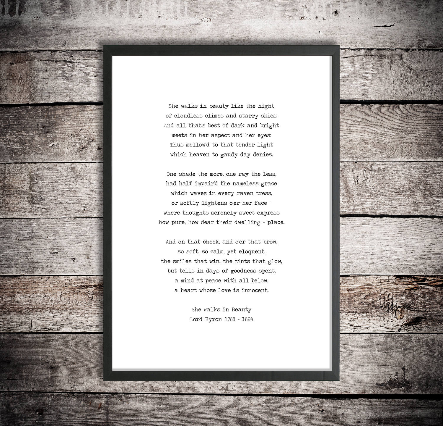Lord Byron Poetry Poster 'she Walks in Beauty' Instant Download ...