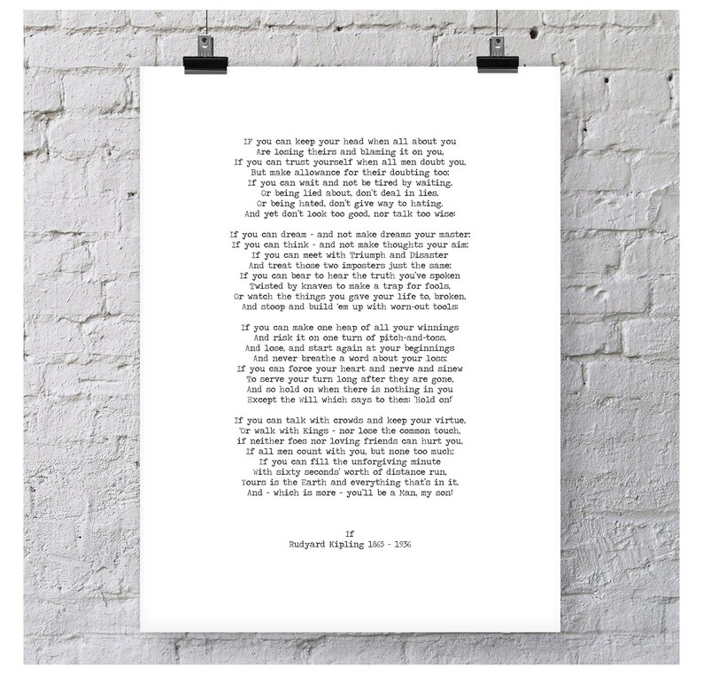 Rudyard Kipling Instant Download 'if You Will Be A Man, My Son ...