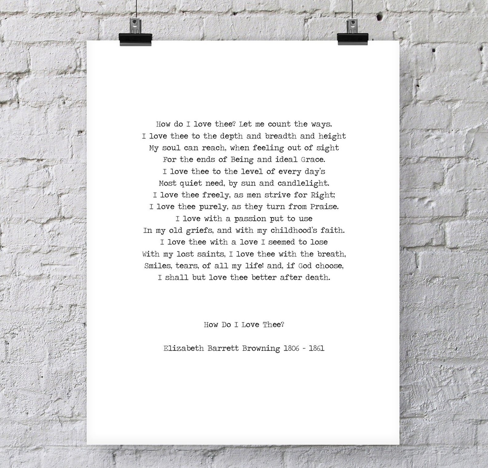 Printable Love Poem 'how Do I Love Thee' Elizabeth - Etsy Australia
