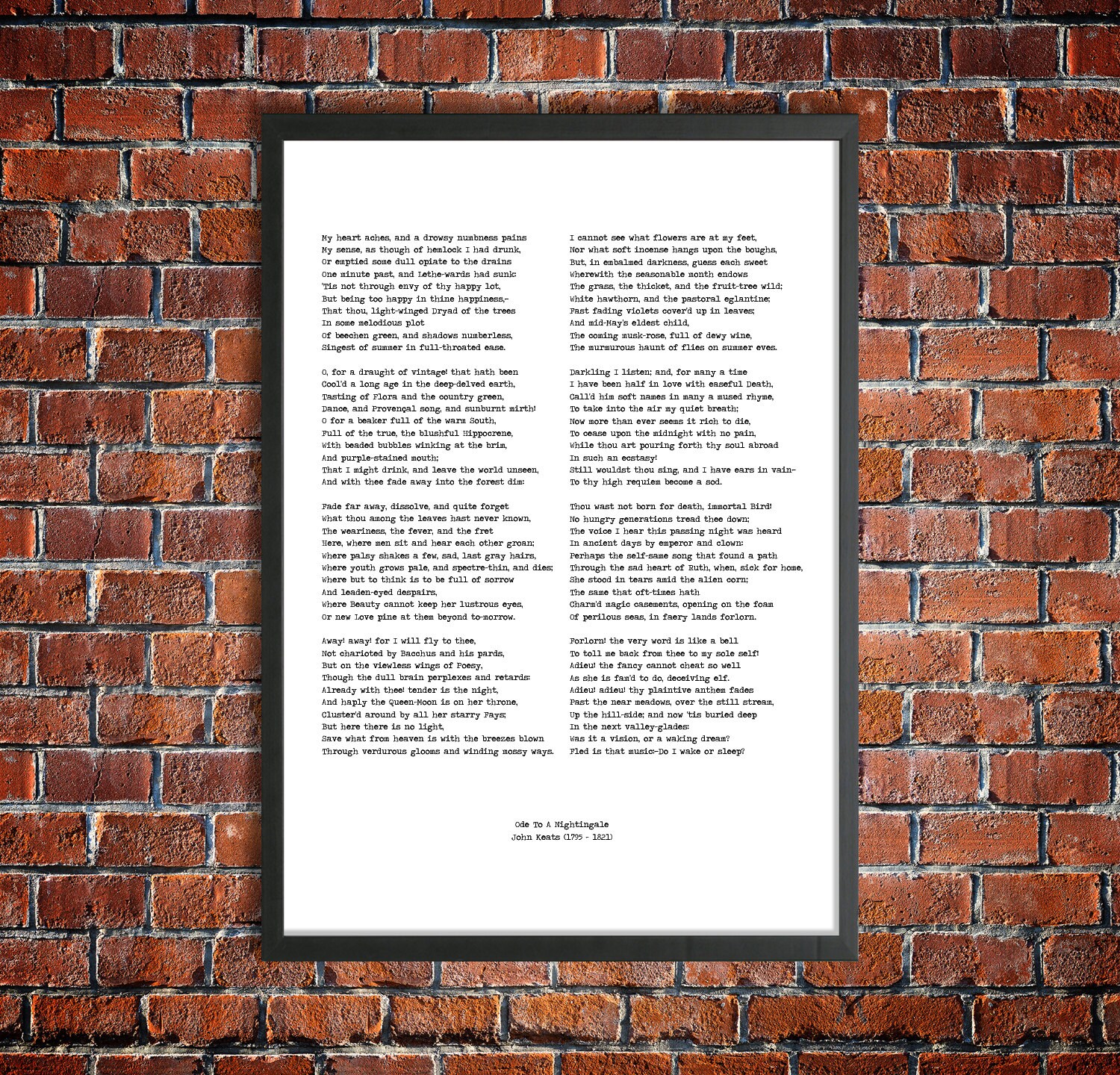 John Keats Printable Poem 'ode to a Nightingale' Instant Download ...