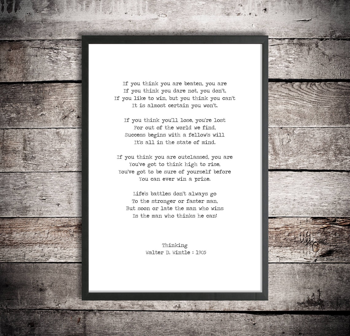 Walter D. Wintle Printable Download Poem 'thinking' Instant Digital ...