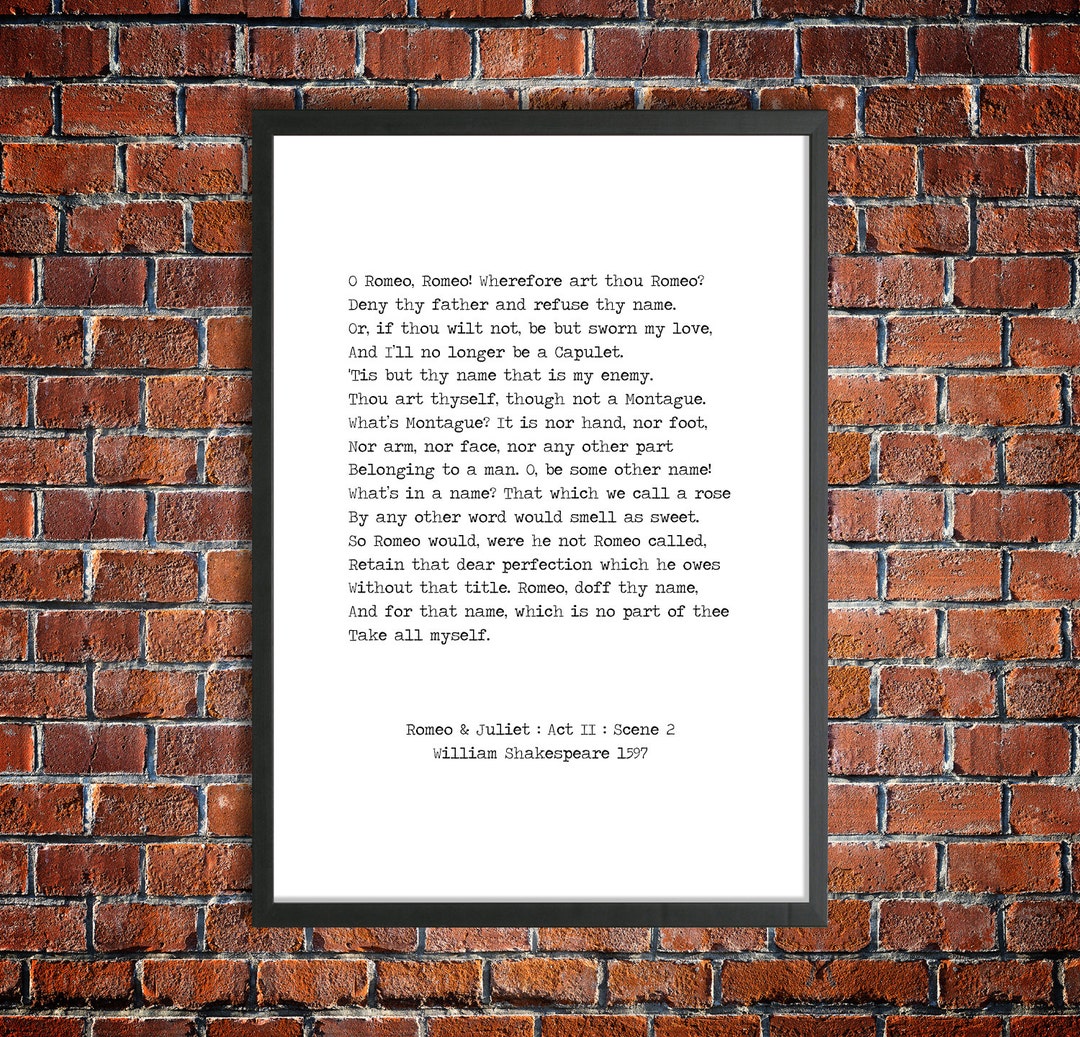William Shakespeare Instant Printable 'romeo and Juliet' Digital ...