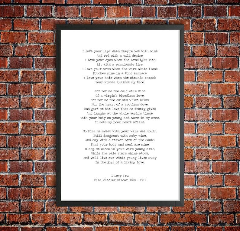 Ella Wheeler Wilcox Printable Love Poem 'I Love You' Instant Download ...