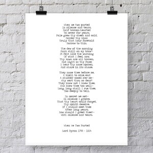 Lord Byron Printable Poem 'when We Two Parted' Instant Download Love ...