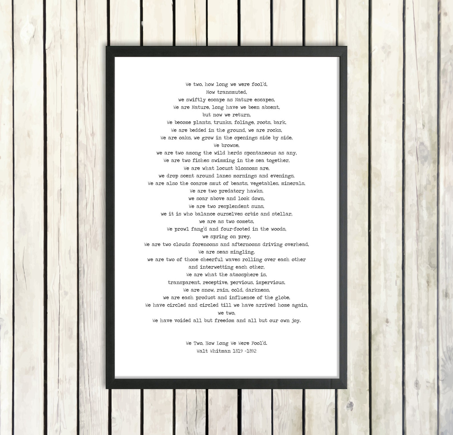 Walt Whitman Printable Poem 'we Two' Instant Download Nature Poetry ...